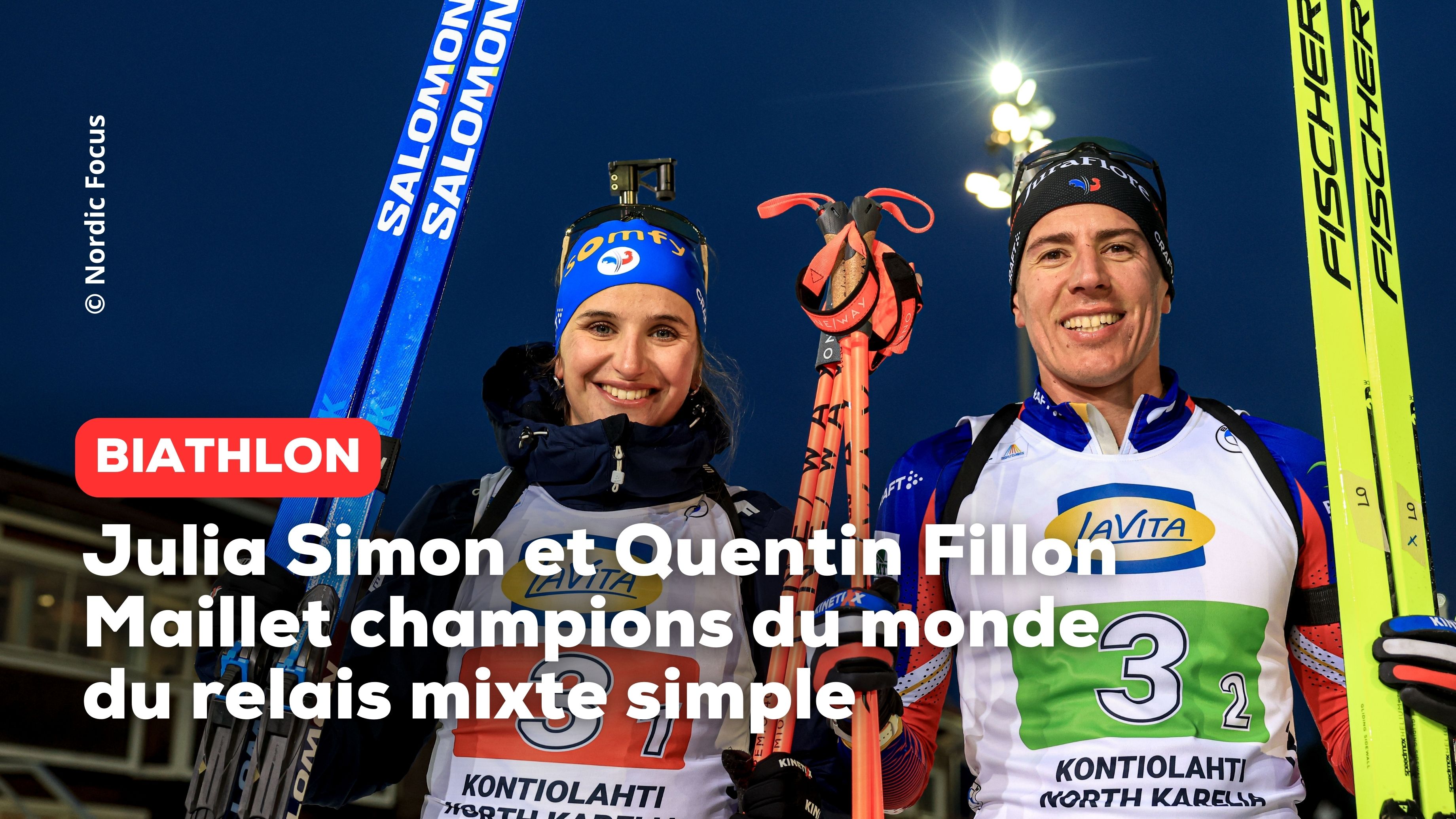 Julia Simon et Quentin Fillon Maillet champions du monde du relais mixte simple